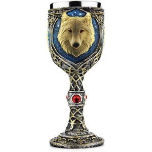 Dining | Stainless Steel Wolf Goblet Ezeso Resin 3d Wine Chalice Goblet ...